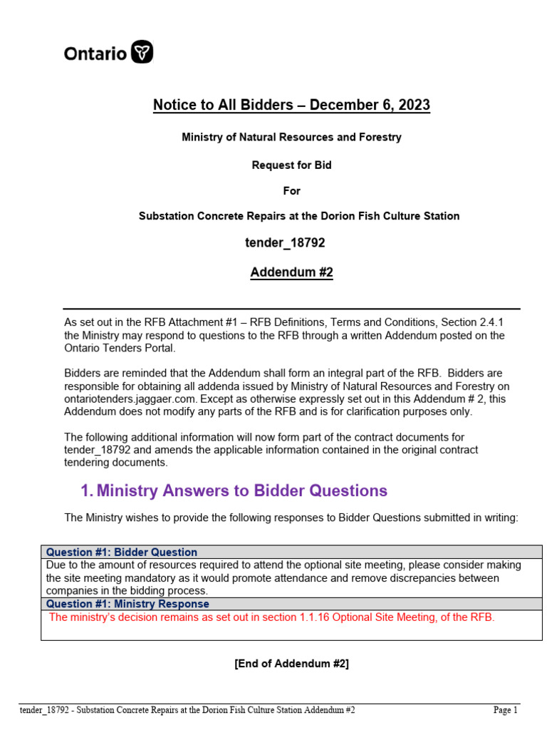 Addendum #2 - QA | PDF