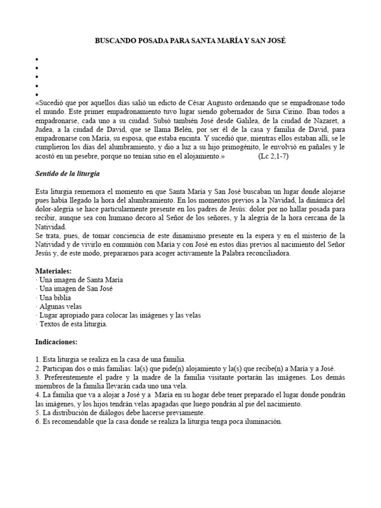 BUSCANDO POSADA PARA SANTA MARÍA Y SAN JOSÉ | PDF | María, madre de ...