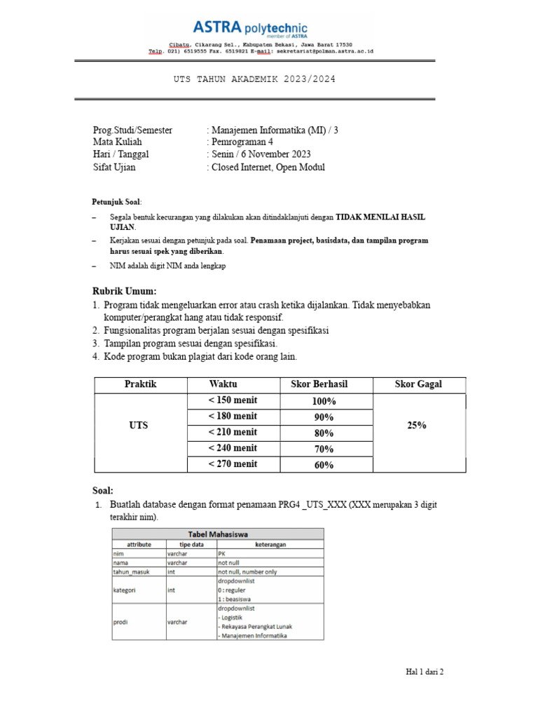 KMI304 - Pemrograman IV 2324032C UTS Pemrograman 4 | PDF