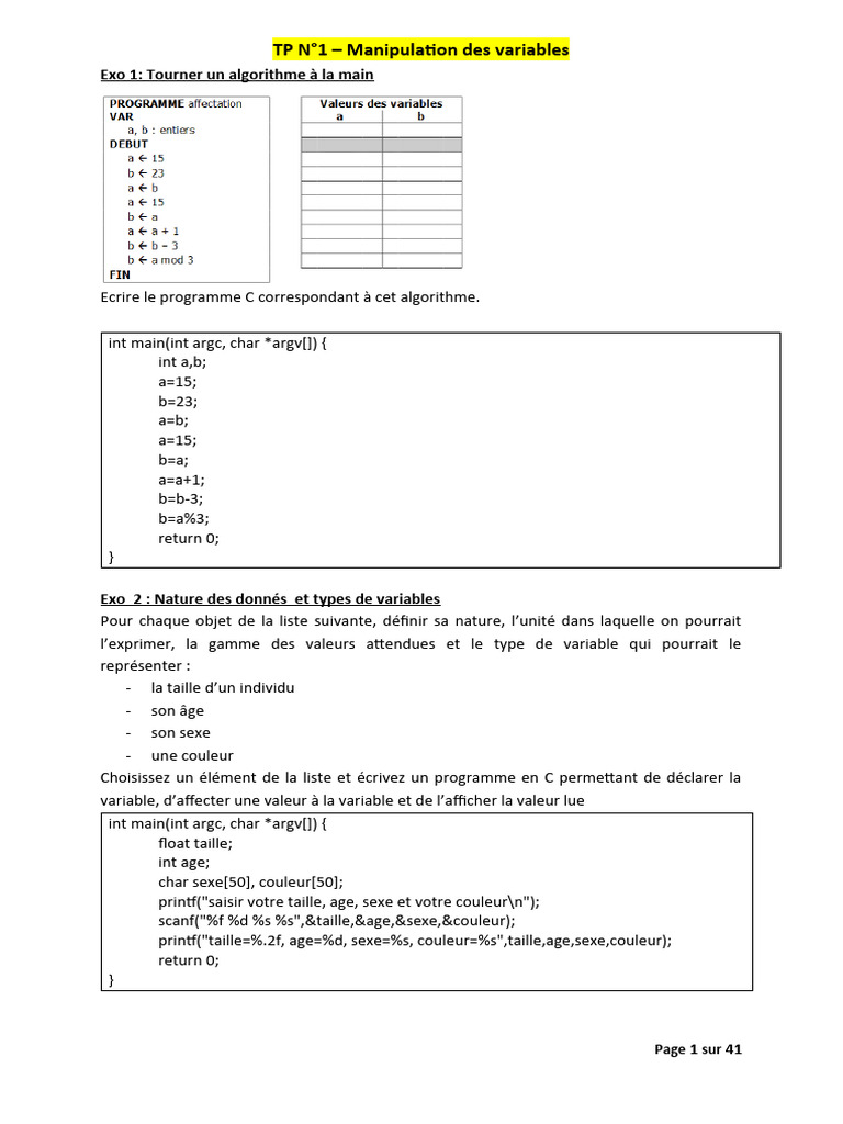 TP Complet | PDF | Programmation informatique | Informatique