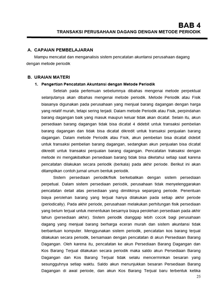 PERTEMUAN KE-4. Transaksi Perusahaan Dagang Metode Periodik | PDF