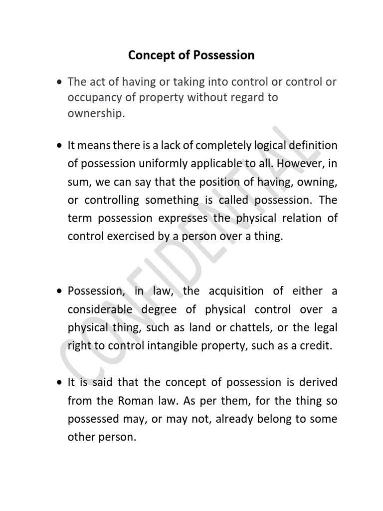1.4 Concept of Possession and Ownership | PDF | Possession (Law) | Property