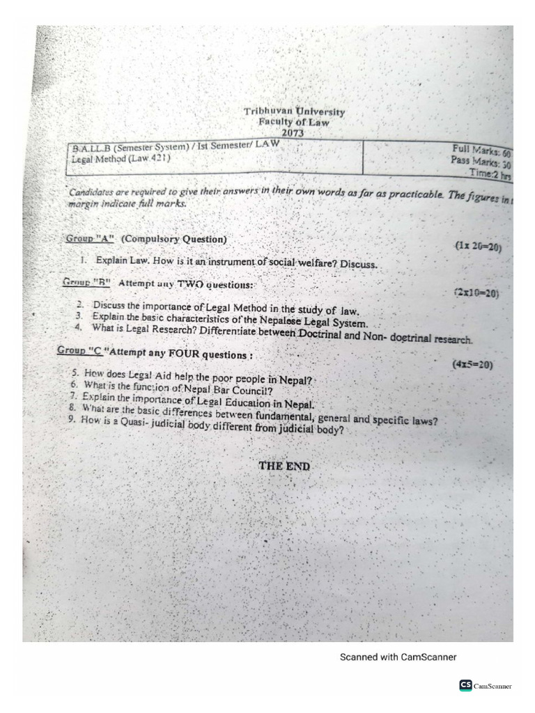 Legal Method Past Question | PDF