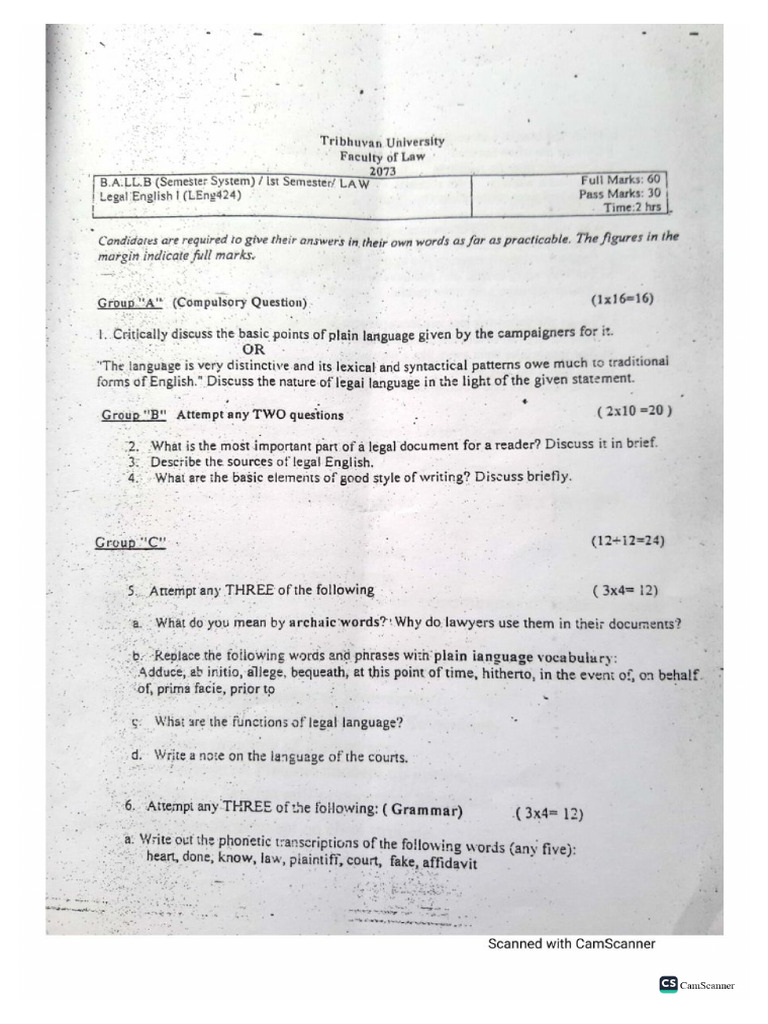 Eng Past Question | PDF