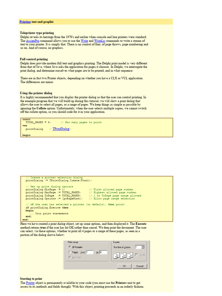 Delphi Printing Guide | PDF | Printer (Computing) | Computer Programming