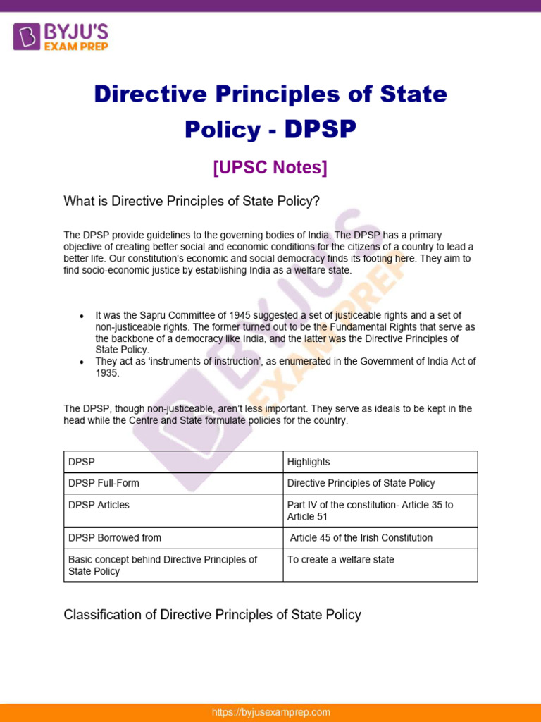 Understanding Directive Principles of State Policy | PDF | Justice ...