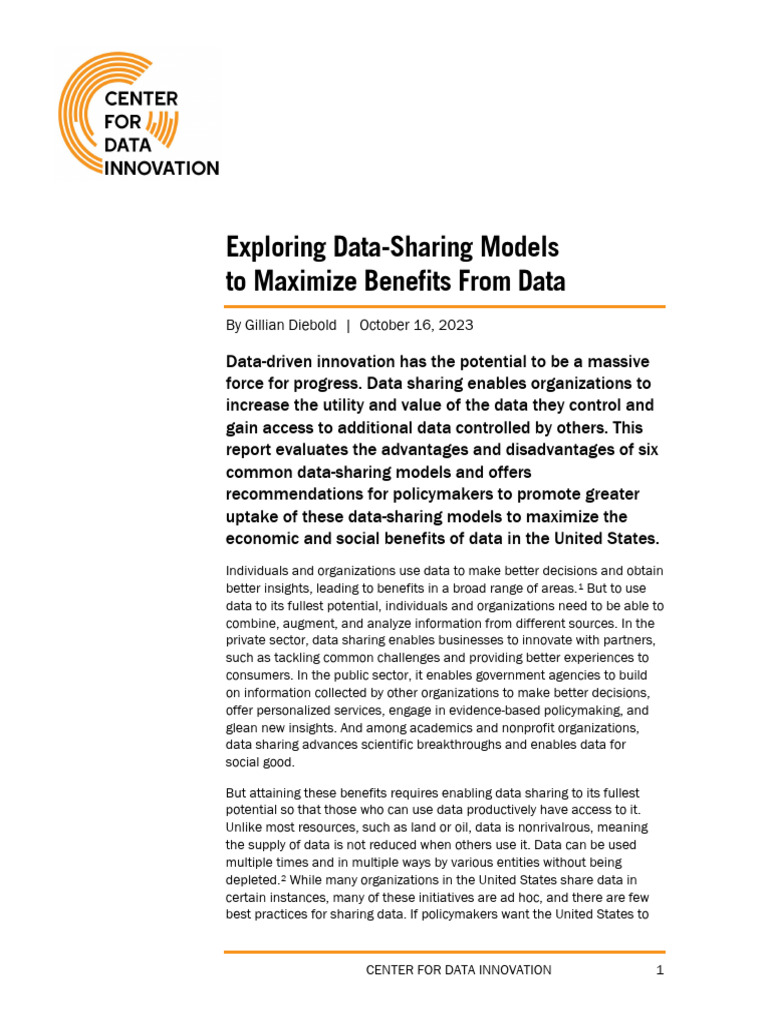 2023 Data Sharing Models | PDF | Cooperative | Analytics