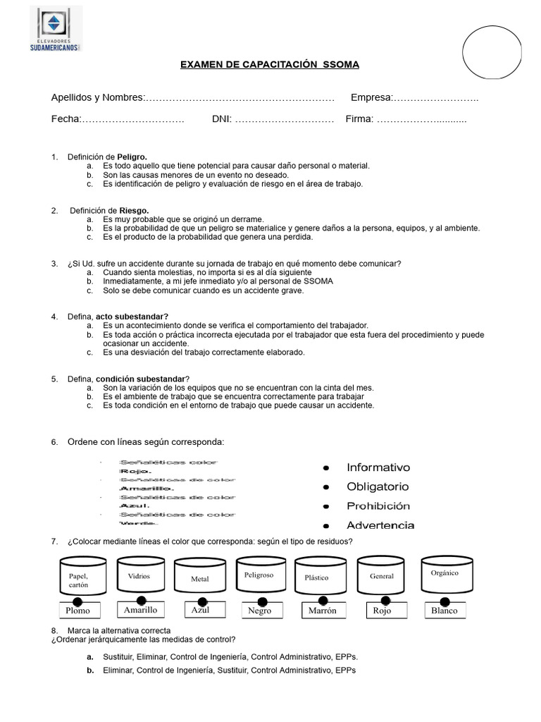 Examen capacitación.docx | PDF