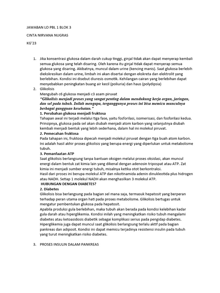 Jawaban Lo PBL 1 Blok 3 | PDF