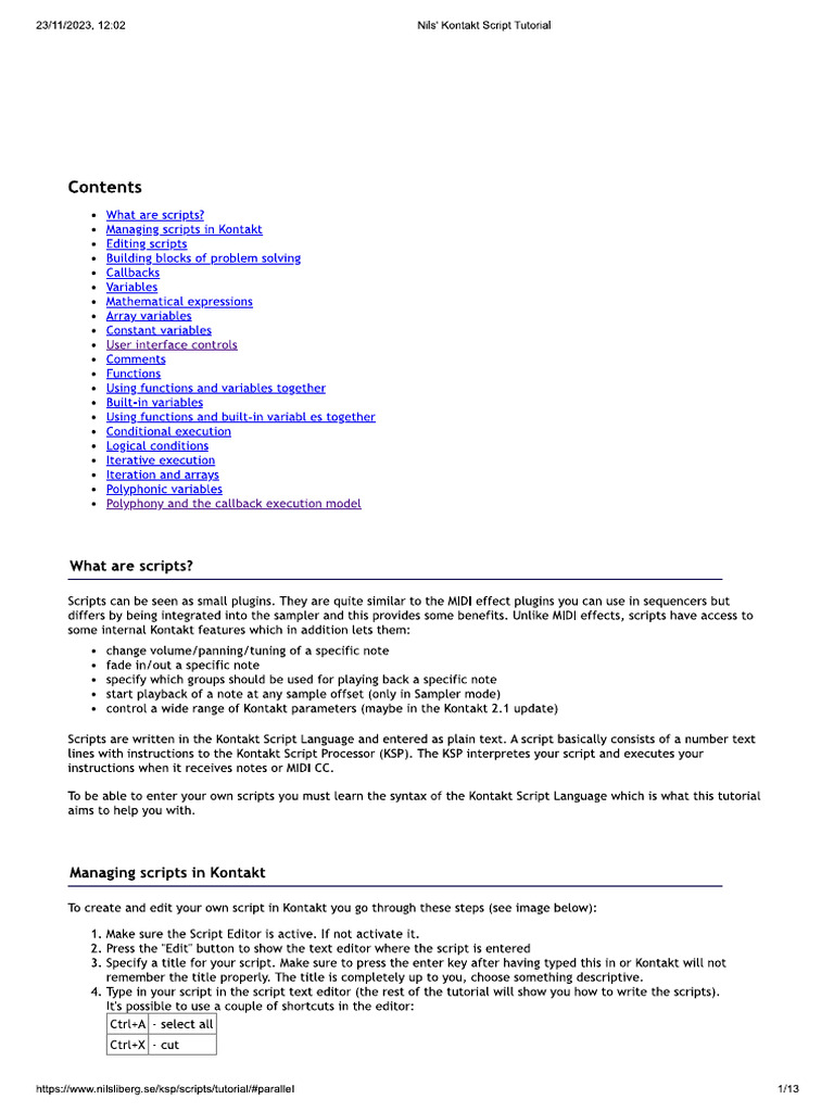 Kontakt Script | PDF