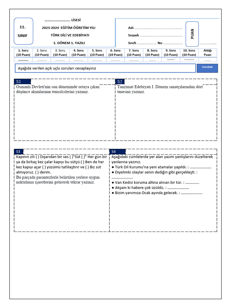 11 Sinif Tde Sorubakcom 1d1ytg tb39008 | PDF