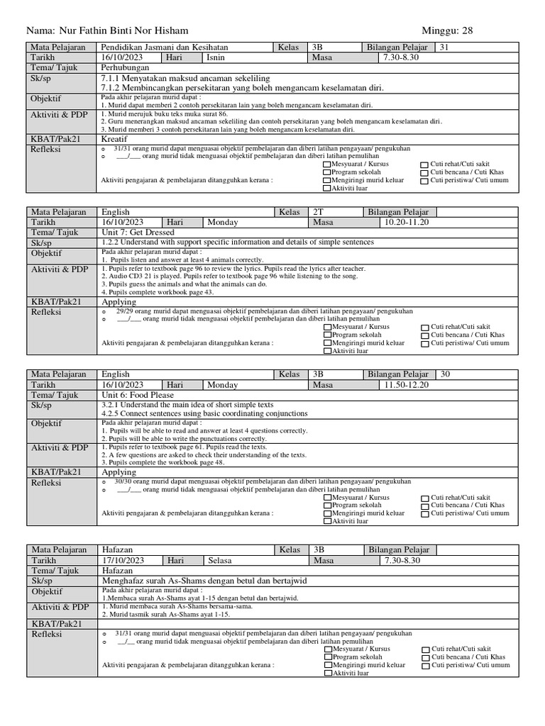 RPH Week 28-29 | PDF