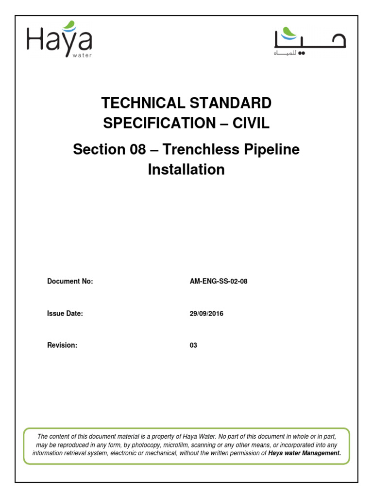 TSS Civil Section 08 Trenchless Pipeline Installation R3 | Download ...