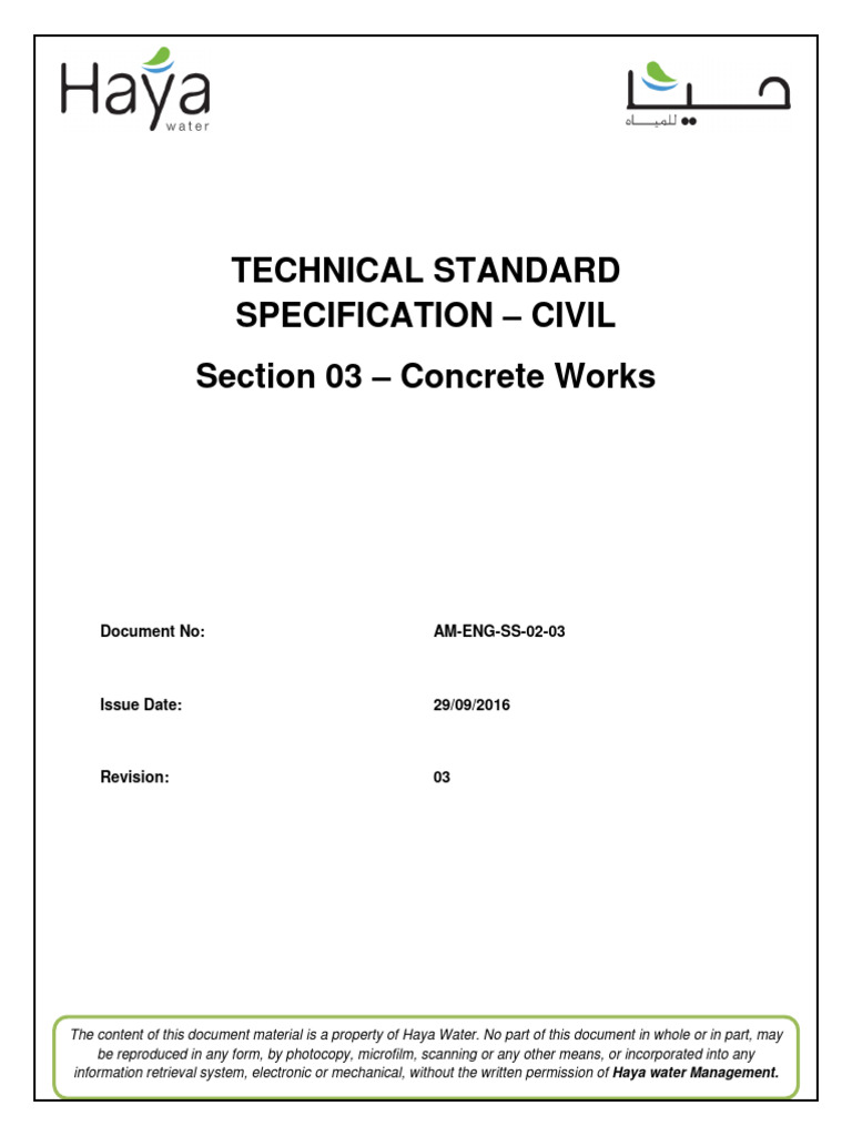 TSS Civil Section 03 Concrete R3 | PDF | Concrete | Specification ...