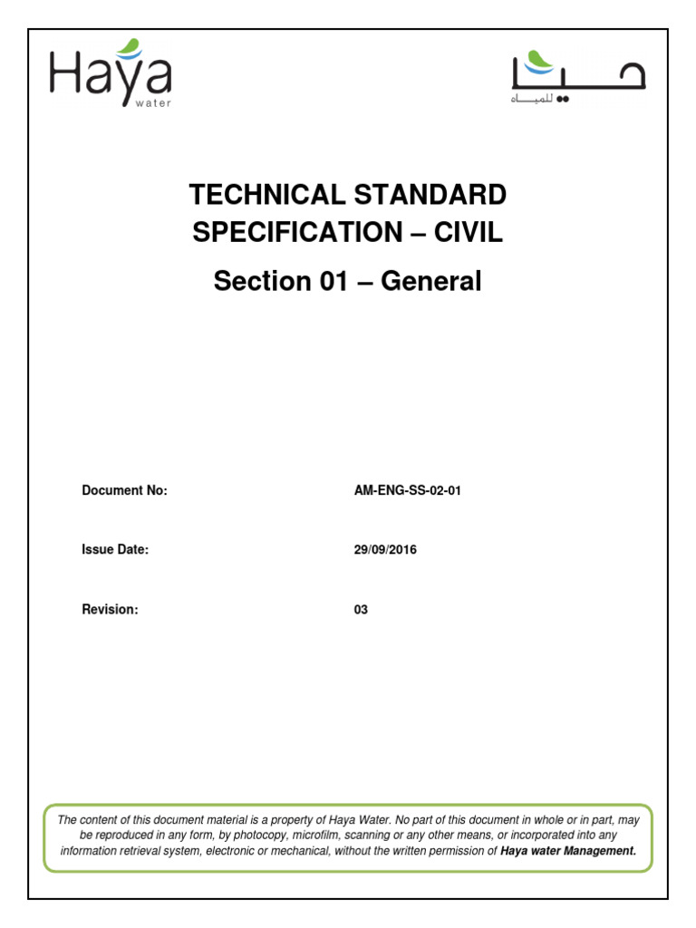TSS Civil Section 01 General R3 | PDF | Specification (Technical ...