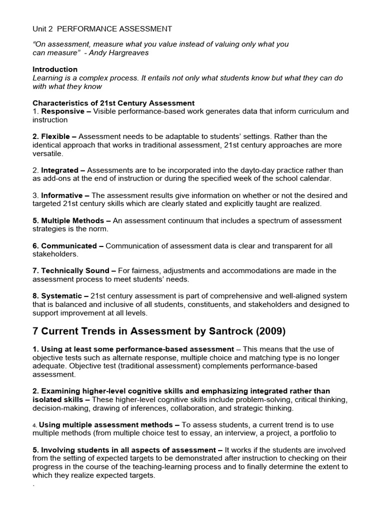 Unit 2 PERFORMANCE ASSESSMENT | PDF | Educational Assessment | Rubric (Academic)