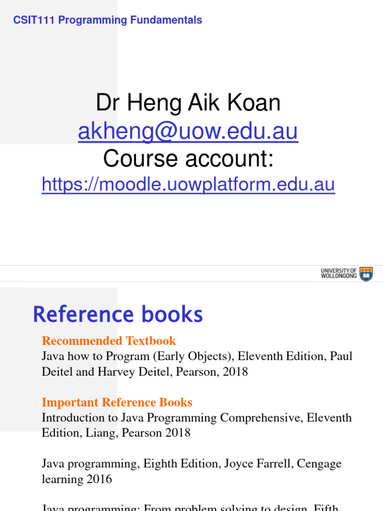 CSIT111 Lecture 1 | PDF | Java (Programming Language) | Integrated Development Environment