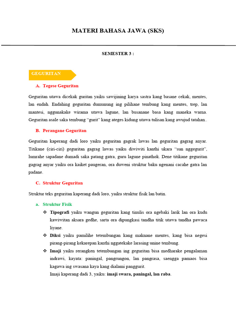 Materi Bahasa Jawa (SKS) | PDF
