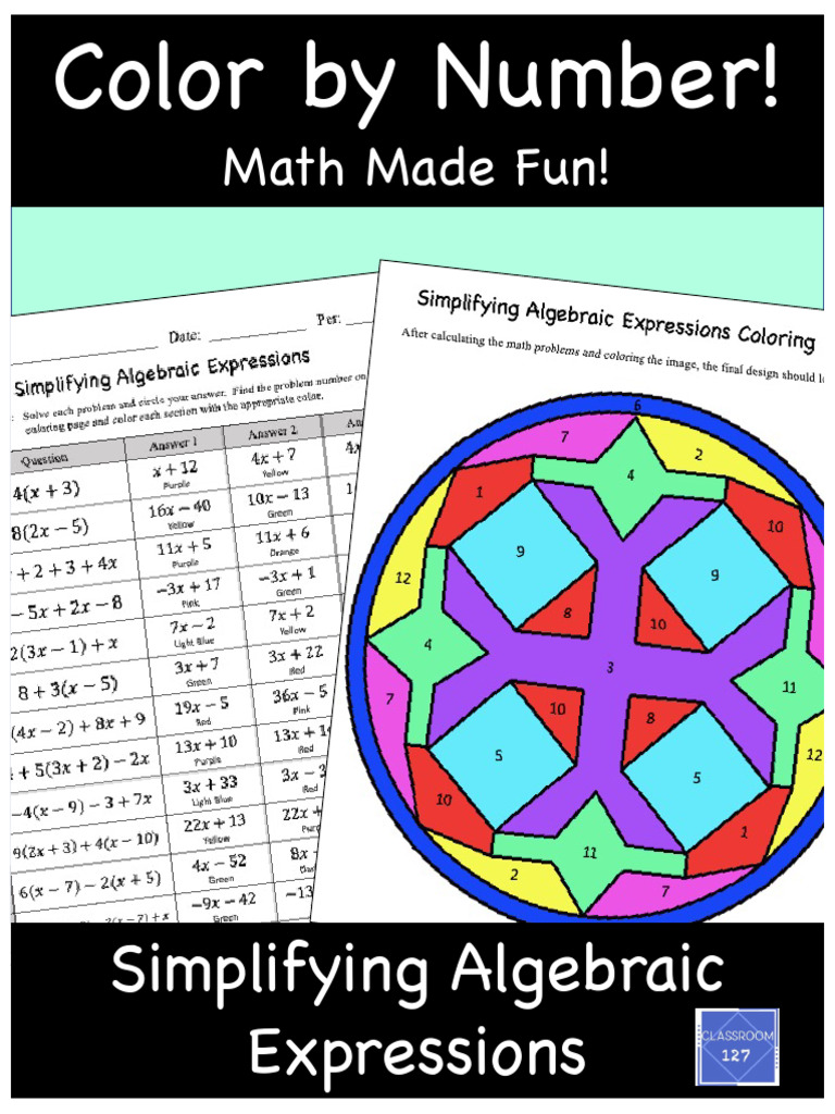 Math Made Fun!: Simplifying Algebraic Expressions | PDF | Green | Color