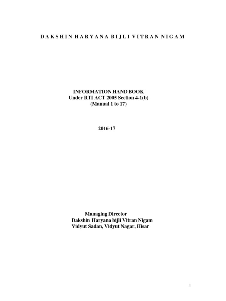 RTI Information Handbook | PDF | Electric Power Distribution | Energy ...