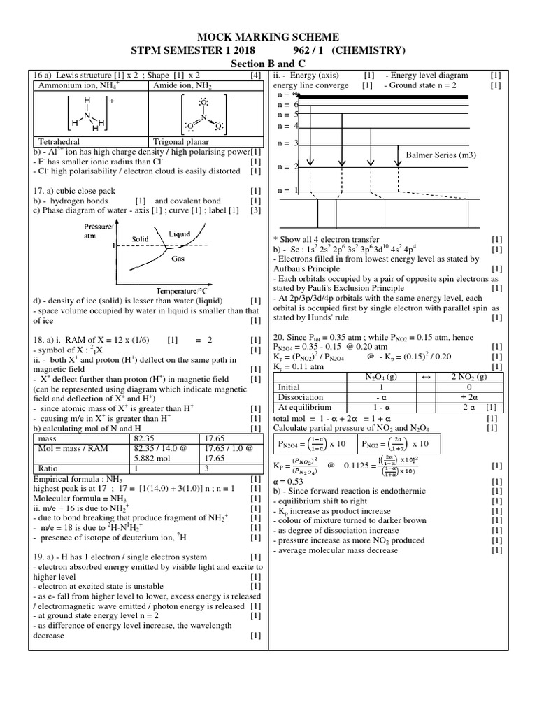 STPM 2018 Sem 1 Mock Ans | PDF | Energy Level | Electron