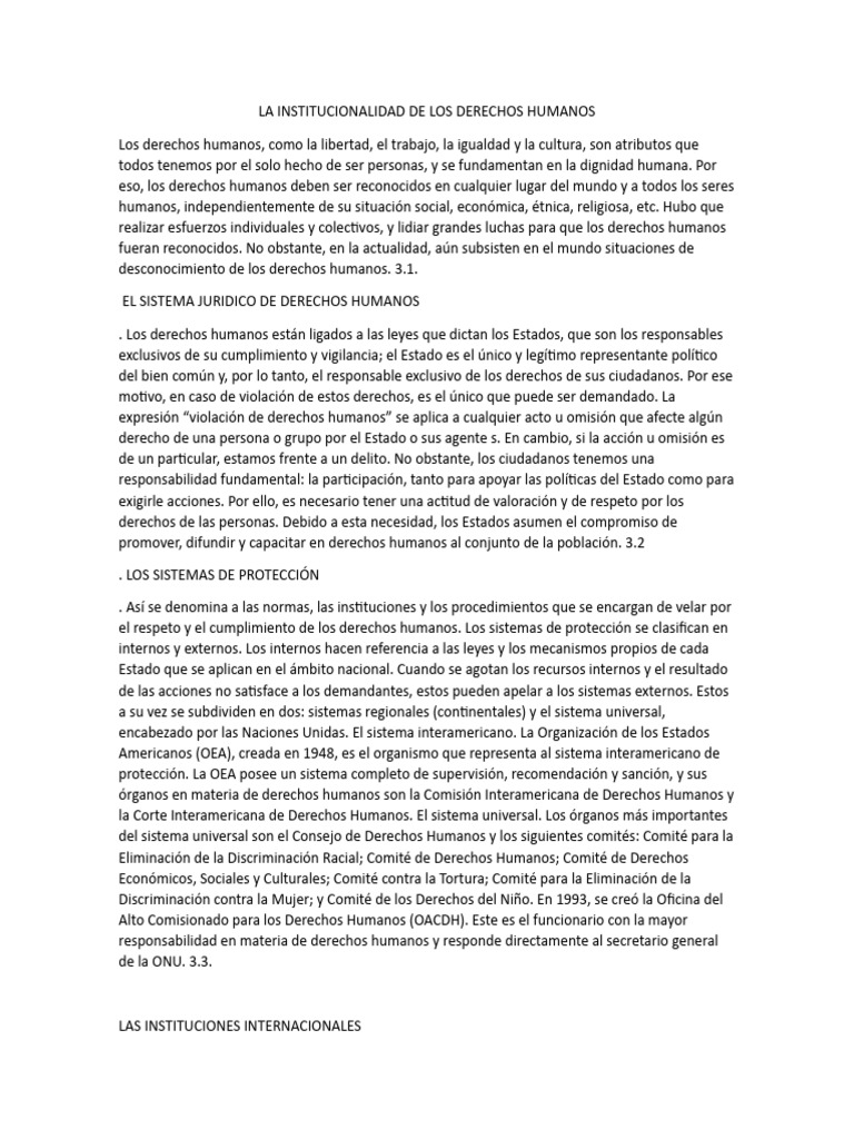 La Institucionalidad de Los Derechos Humanos | PDF | Derechos humanos ...