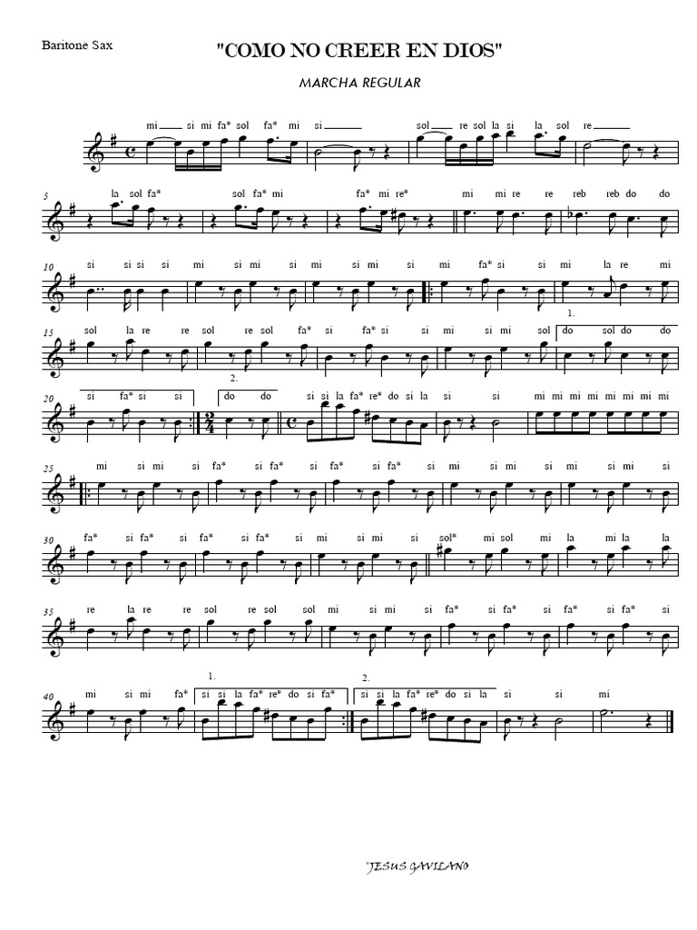 Como No Creer en Dios 3 - Baritone Sax | PDF