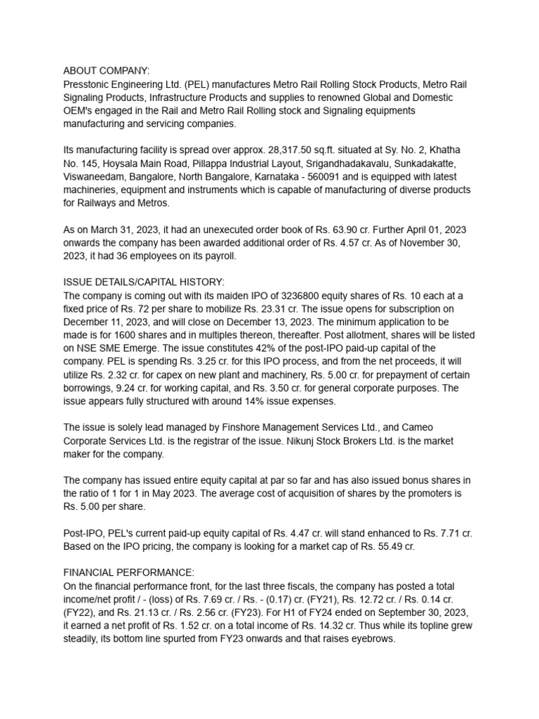 Presstonic Engineering Ltd. | PDF | Stocks | Dividend