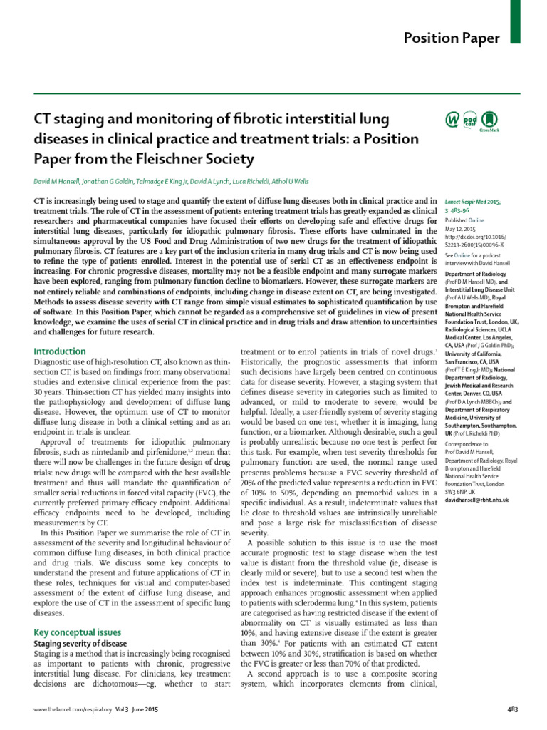 Position Paper: David M Hansell, Jonathan G Goldin, Talmadge E King JR ...