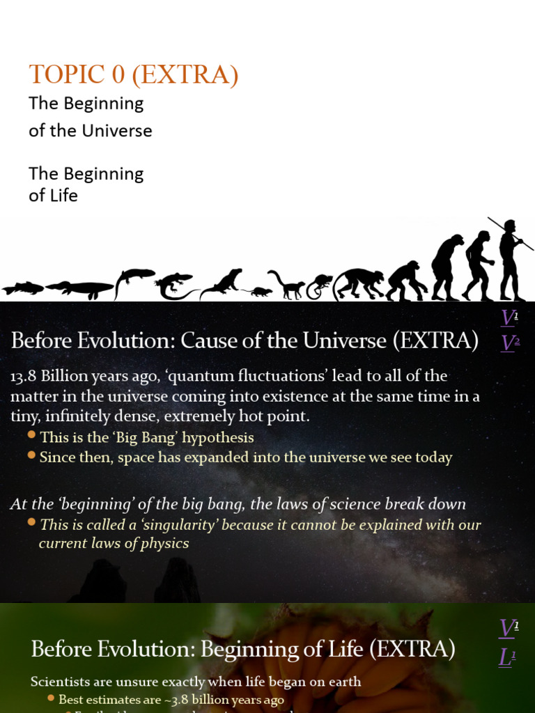 Topic 0 (Extra) : The Beginning of The Universe The Beginning of Life ...