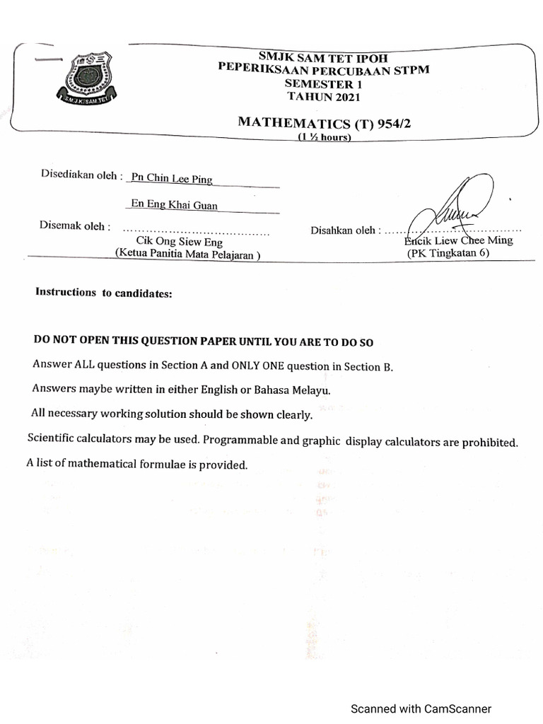 maths t （smjk sam tet ipoh） | PDF