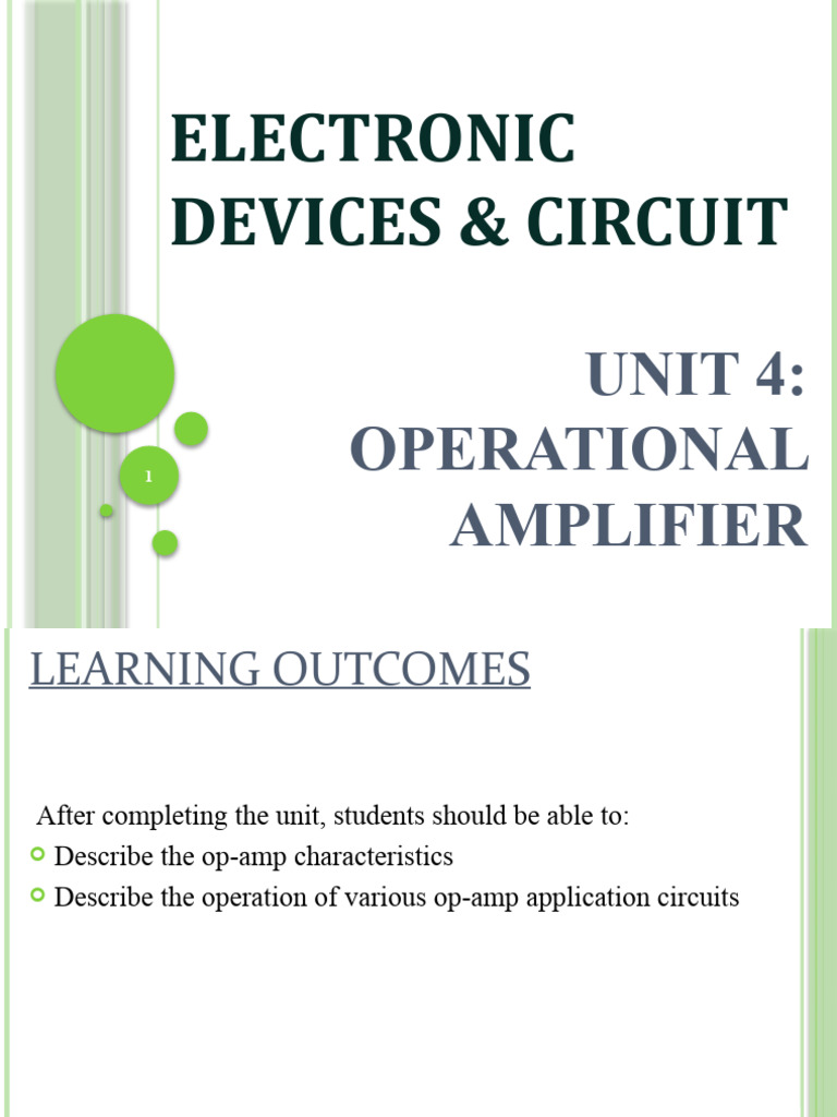 Unit 4 - Operational Amplifier | PDF | Operational Amplifier | Amplifier