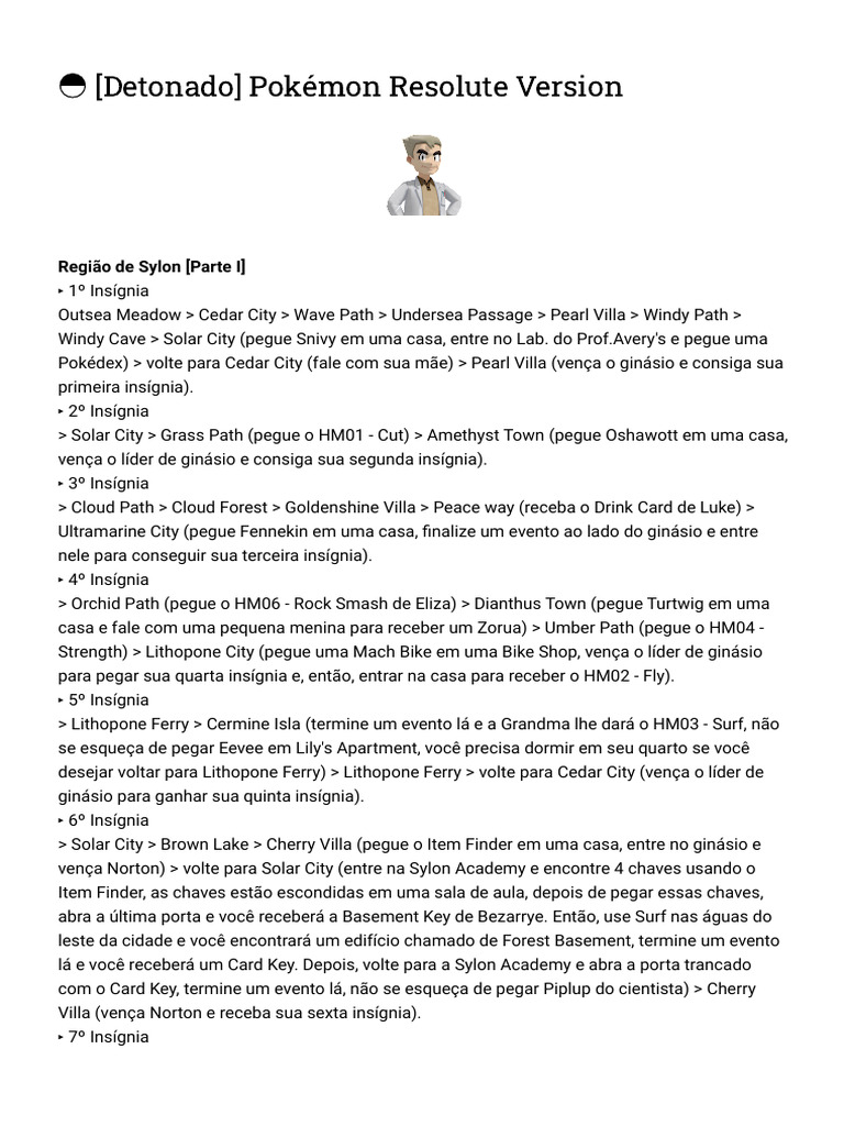 (Detonado) Pokémon Resolute Version | PDF | Pokémon