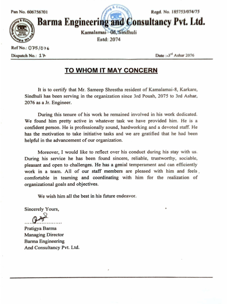 Barma Consultancy Exp | PDF