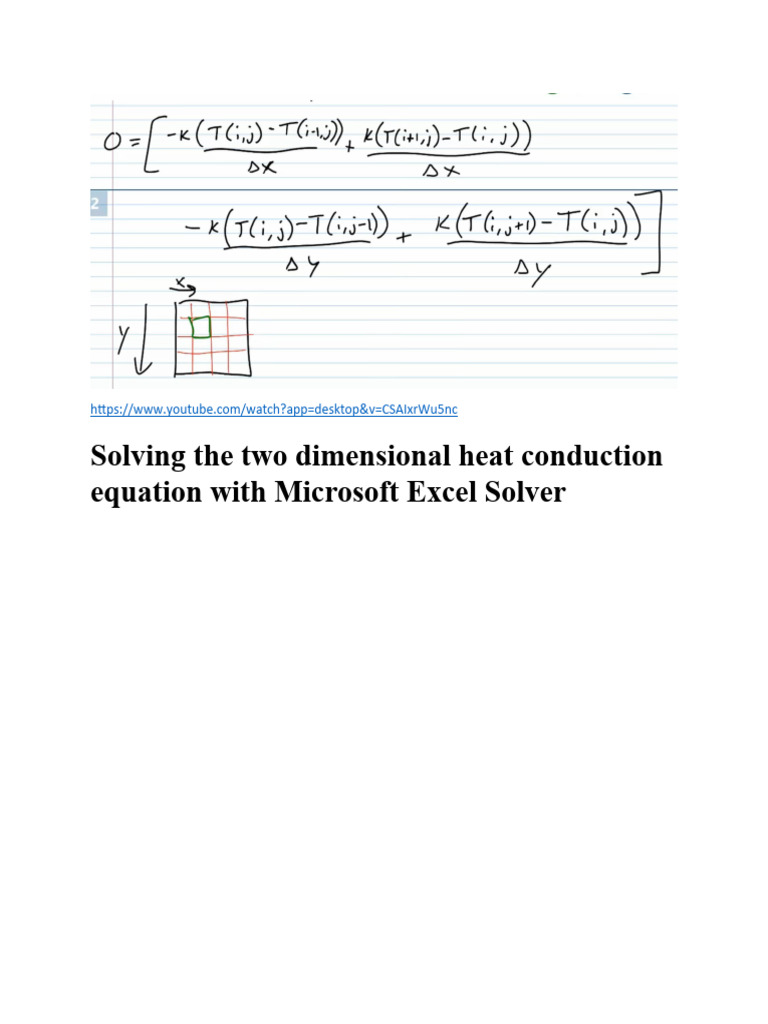 Solving The Two Dimensional Heat Conduction Equation With Microsoft