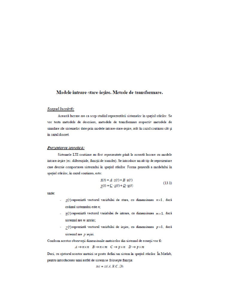 Modele Intrarestareieşiremetode de Transformare | PDF