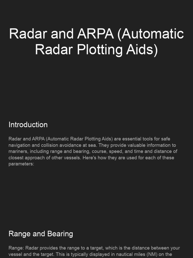 Radar-and-ARPA-Automatic-Radar-Plotting-Aids | PDF | Radar | Navigation