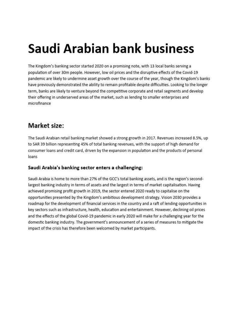 Saudi Arabian Bank Business | PDF | Banks | Loans