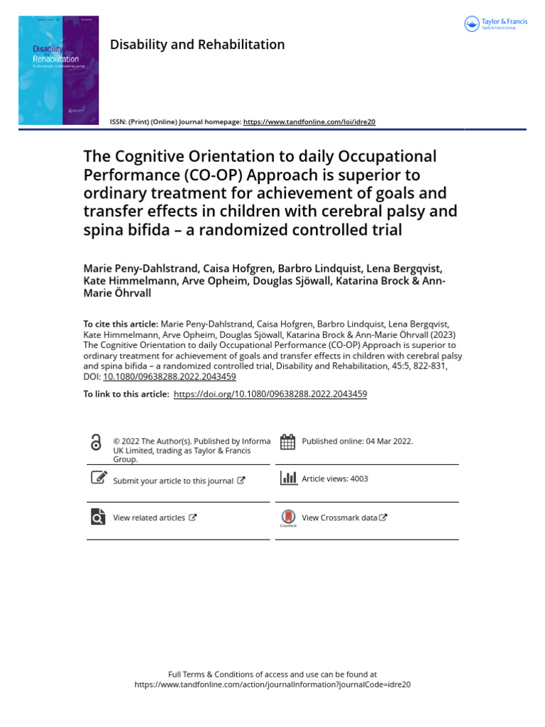 The Cognitive Orientation To Daily Occupational Performance CO OP ...