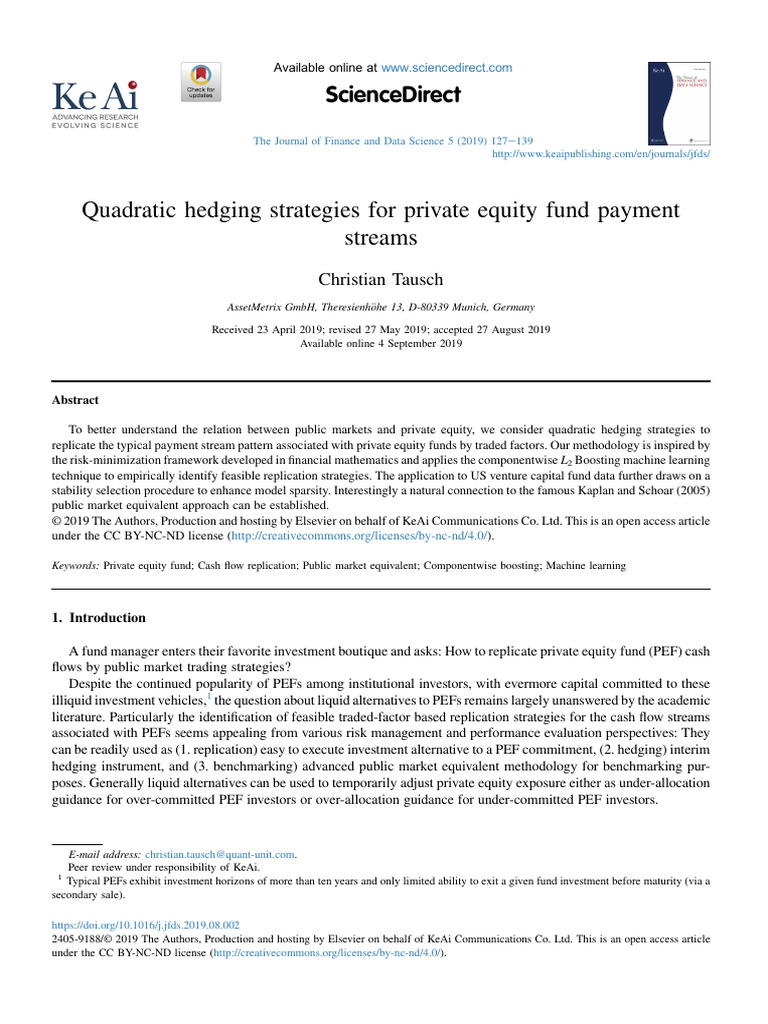 Quadratic Hedging Strategies For Private Equi - 2019 - The Journal of ...
