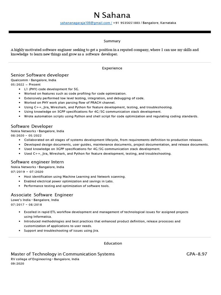 Sahana Resume | Download Free PDF | Software | Software Development