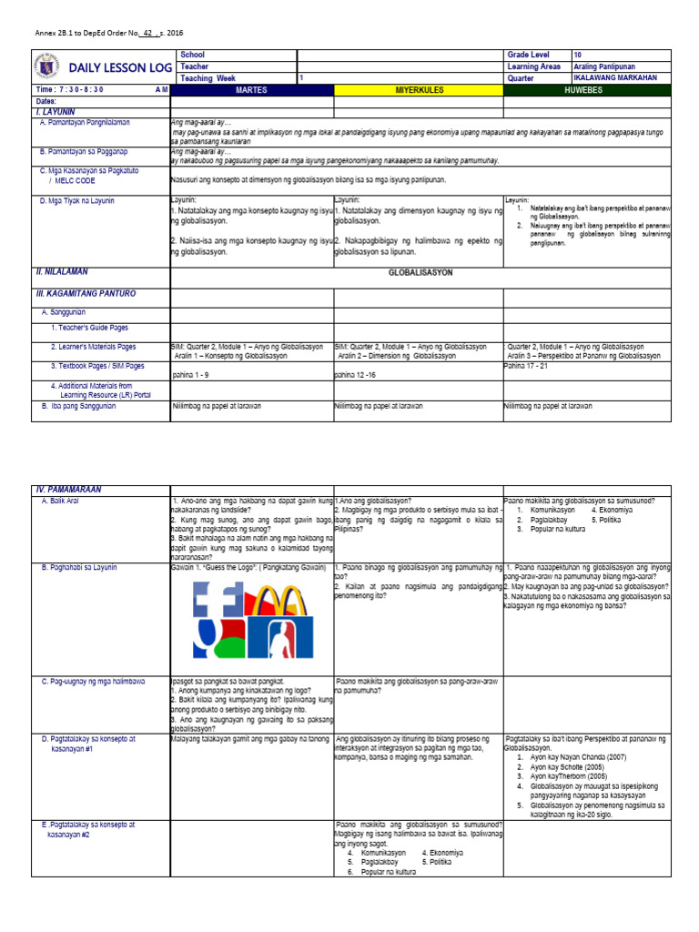 DLL AP ARPAN Q2 Week 1 | PDF