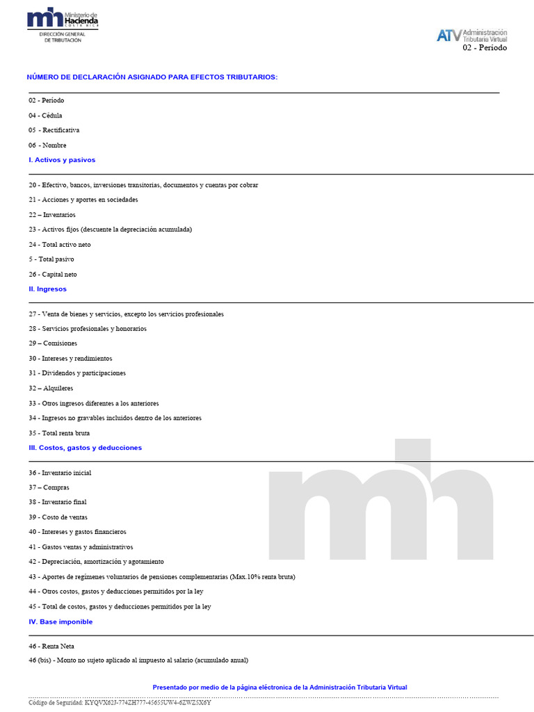 Formato de La Declaración D-101 | PDF