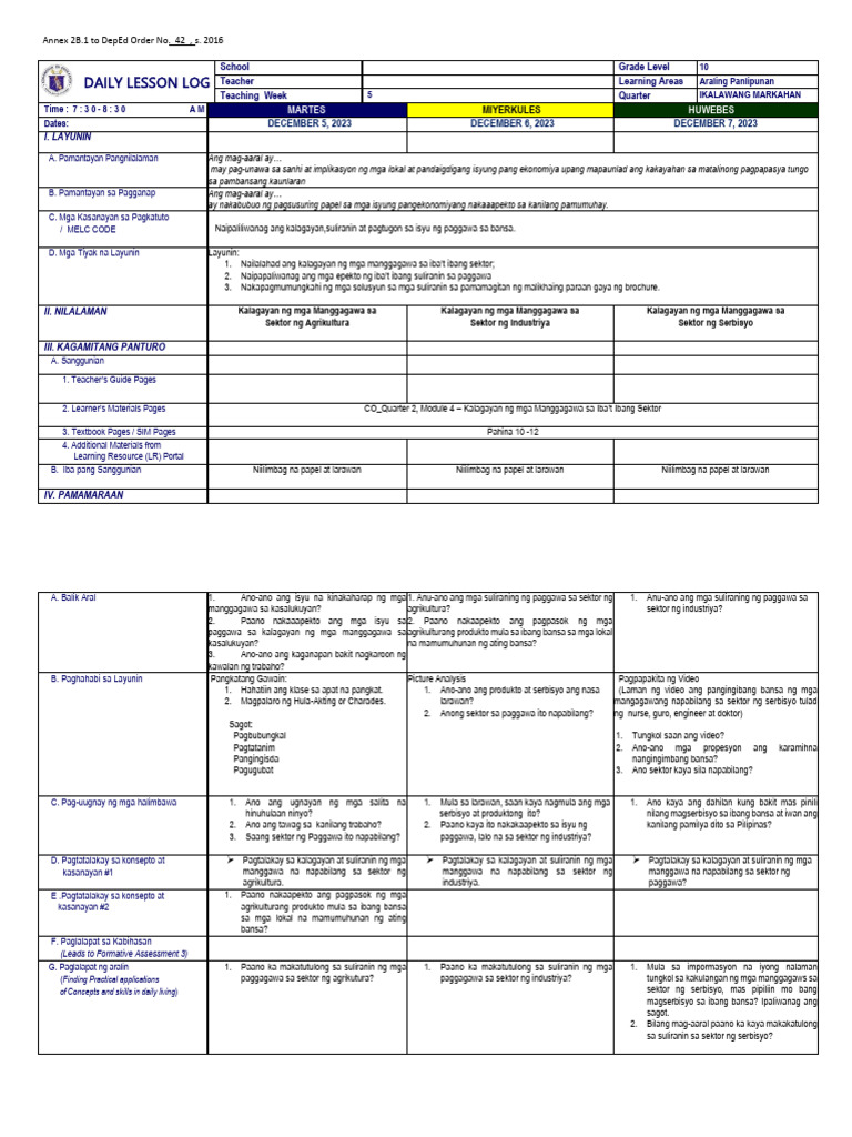 DLL AP ARPAN Q2 Week 5 | PDF