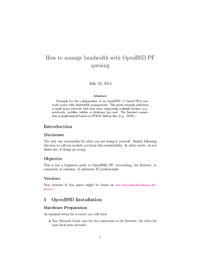 Howto Openbsd-Queuing v4.0.0 | PDF | Computer Network | Booting