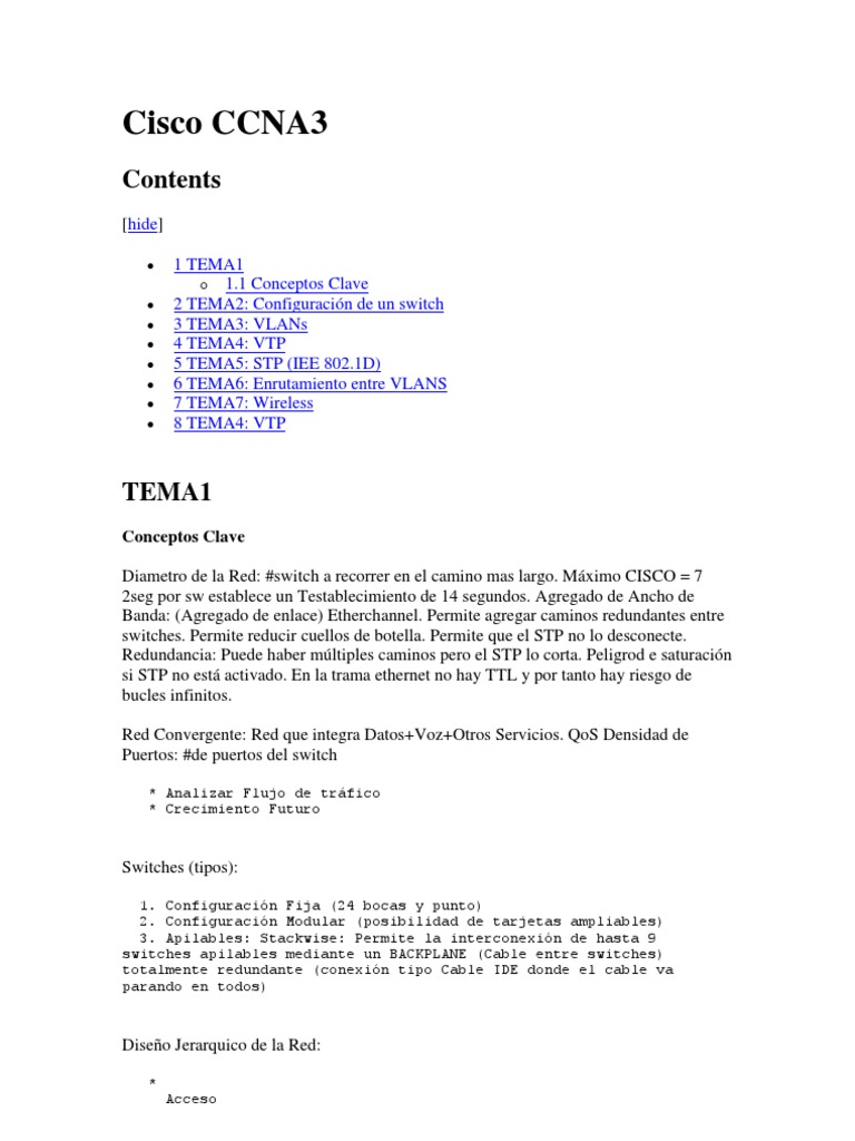 Cisco CCNA3 Resumen | Descargar gratis PDF | Conmutador de red | Enrutador (Computación)