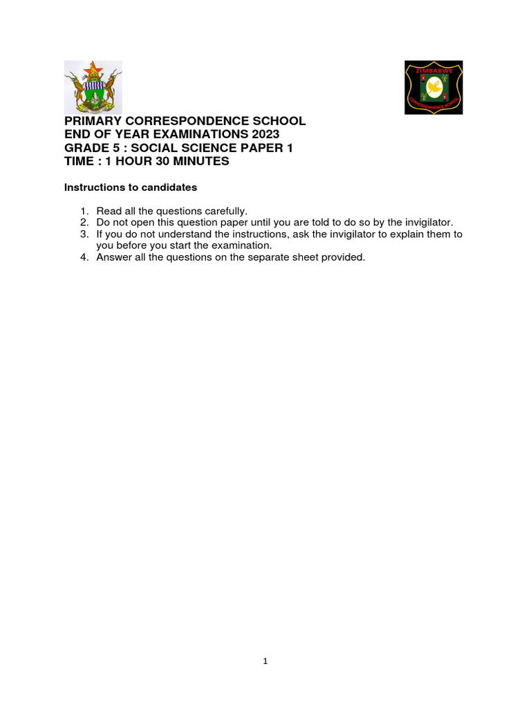 Grade 5 Social Science Paper 1 | PDF | Prophets And Messengers In Islam ...