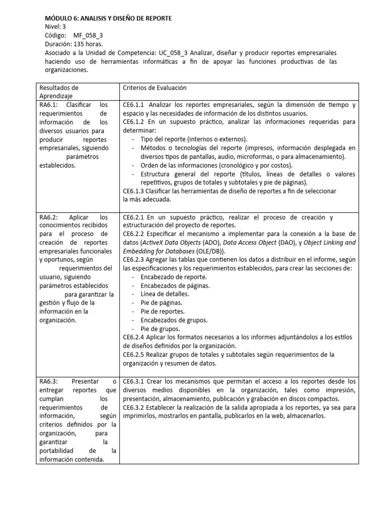 1 - Módulo 6 Analisis y Diseño de Reportes (Uc-058) | PDF | Active X ...