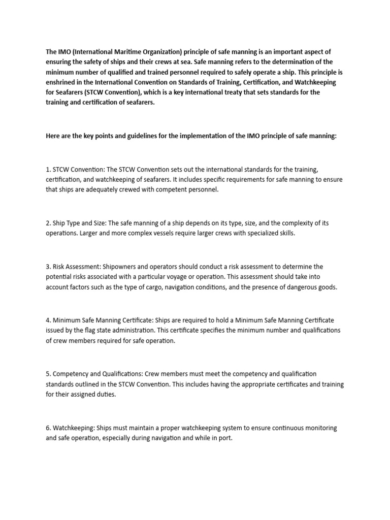 safe-manning | PDF | Shipping | Water Transport