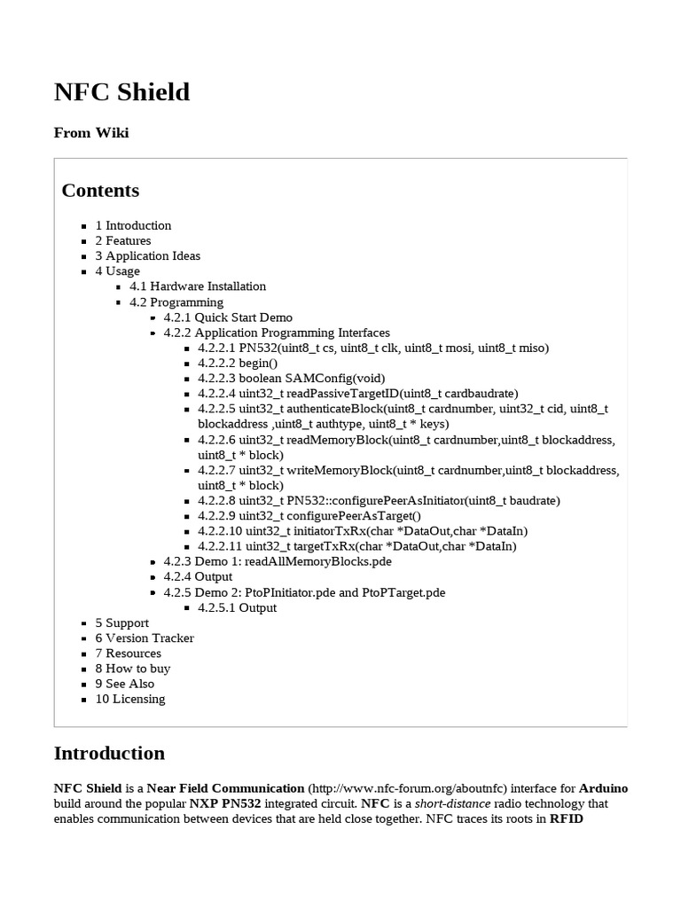 Seeed Wiki NFC Shield | PDF | Telecommunications | Information And ...